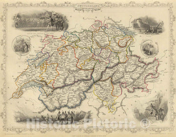 Historic Map : 1851 Switzerland. - Vintage Wall Art – Historic Pictoric