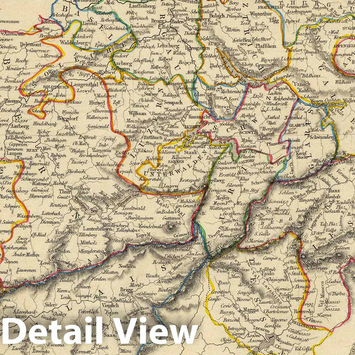 Historic Map : 1851 Switzerland. - Vintage Wall Art – Historic Pictoric