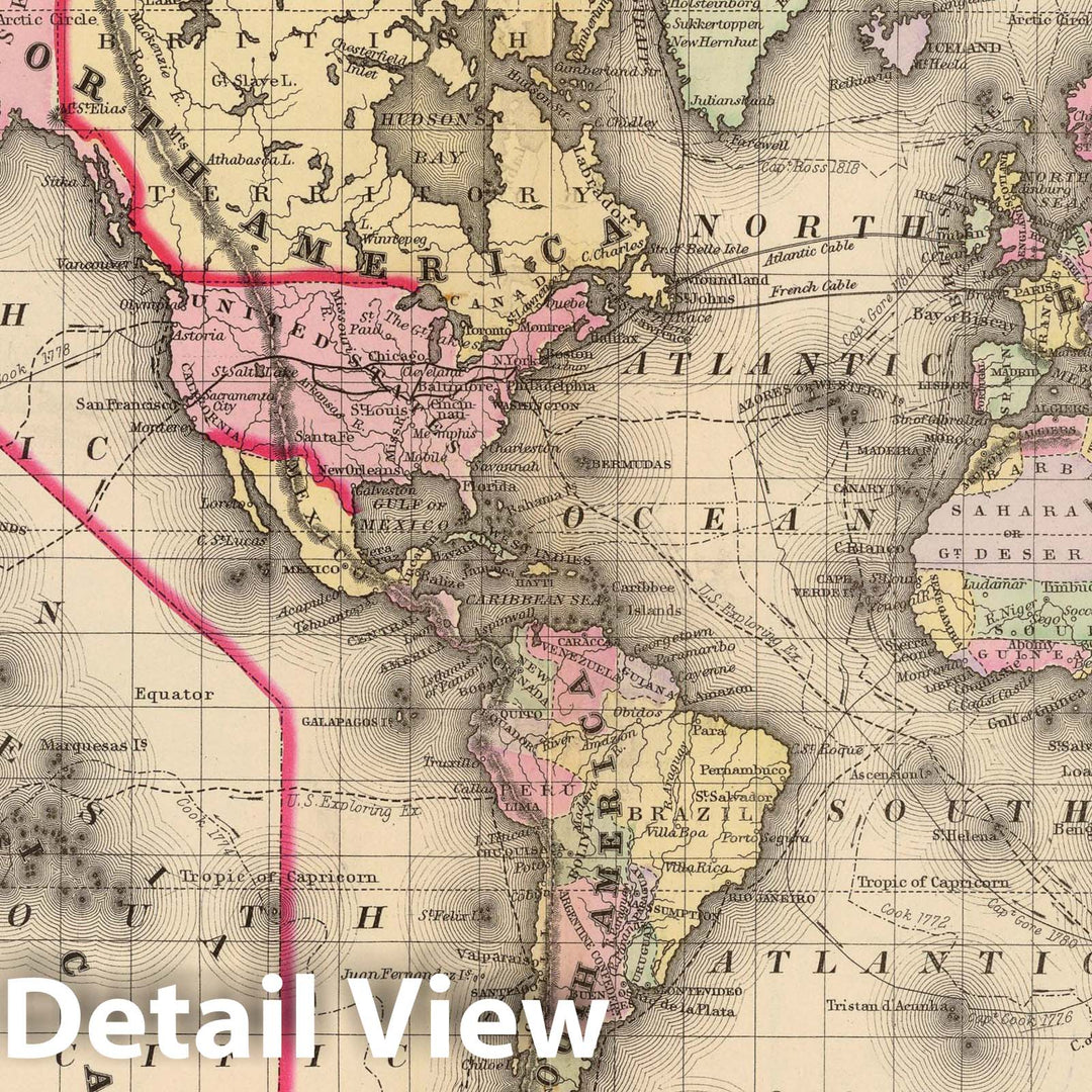 Historic Map - 1890 World Mercator proj, Atlas - Vintage Wall Art ...