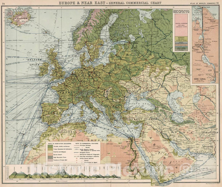 Historic Wall Map : Statistical Atlas - 1907 Europe and Near East - Ge ...