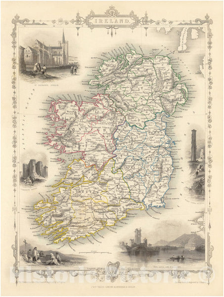 Historic Map - 1851 Ireland, Atlas - Vintage Wall Art - Historic Pictoric