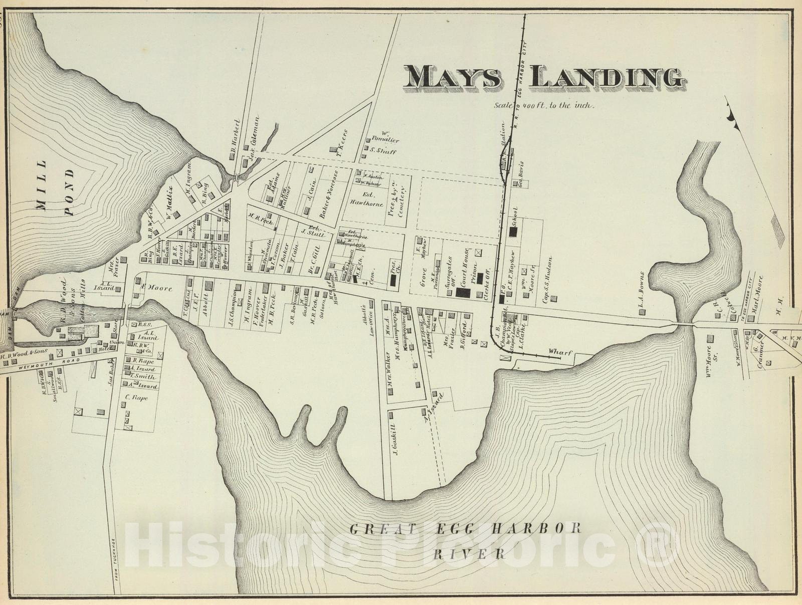 Historic Map : 1878 Mays Landing. - Vintage Wall Art – Historic Pictoric