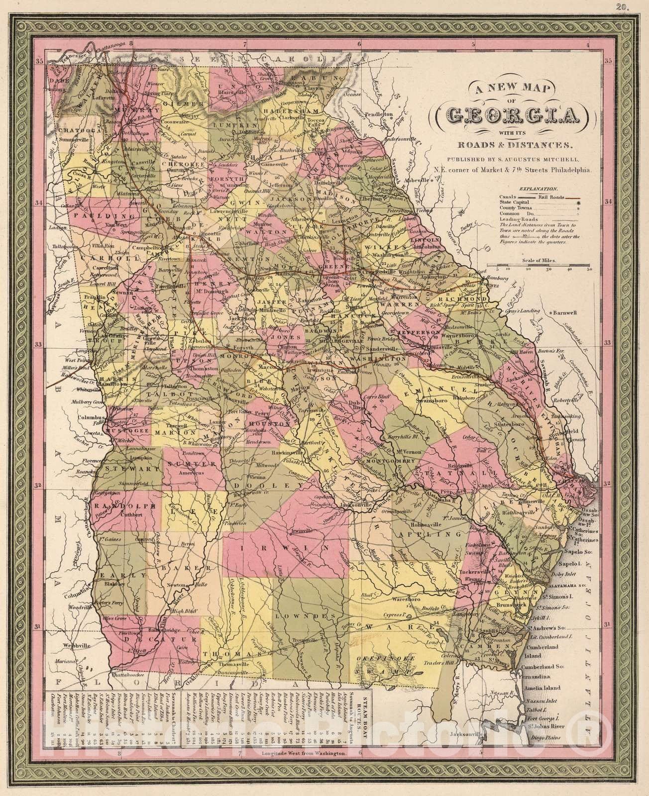 Historic Map : 1850 Georgia. - Vintage Wall Art – Historic Pictoric