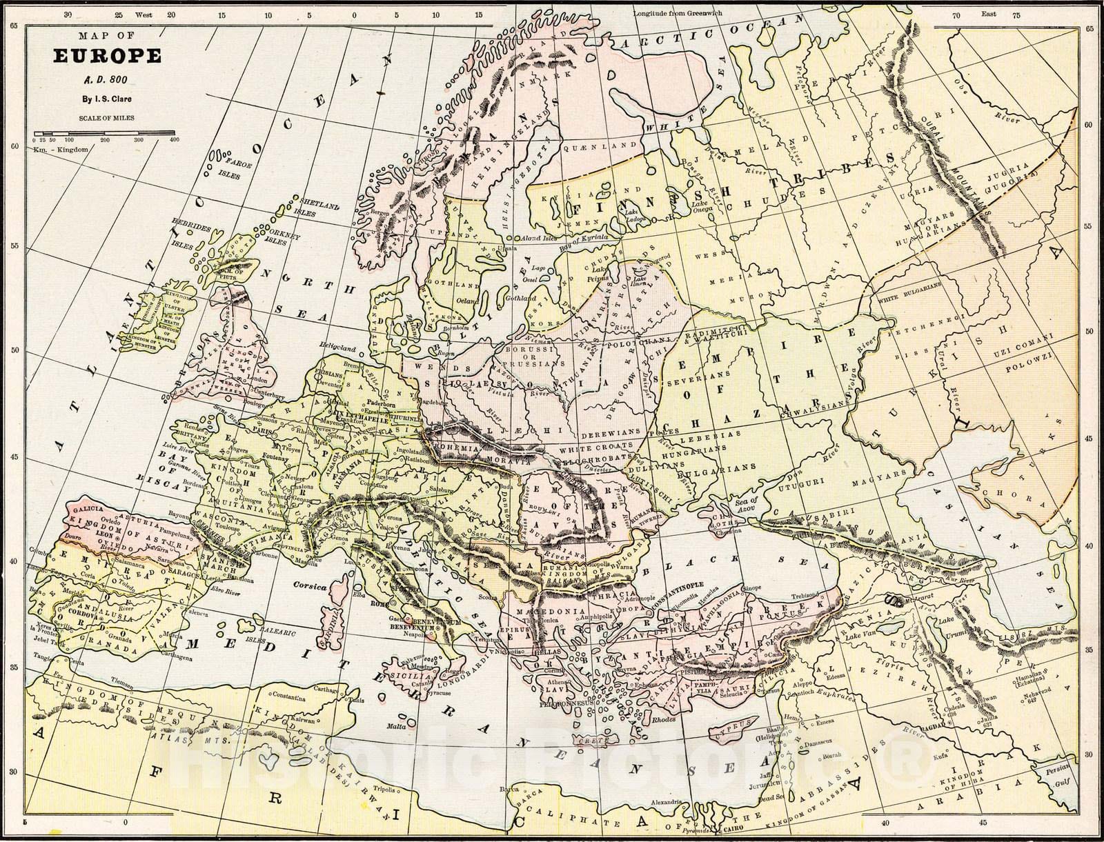 Historic Map : 1901 Map of Europe A.D. 800 - Vintage Wall Art ...