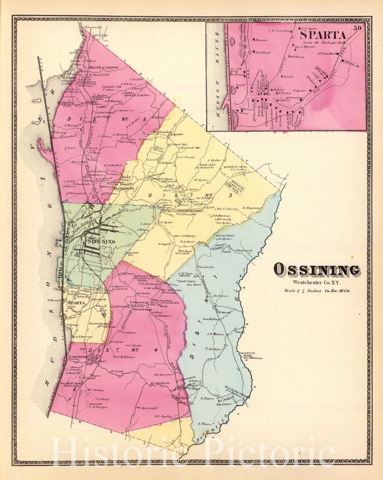 Historic Map : 1868 Ossining, Sparta. - Vintage Wall Art – Historic ...