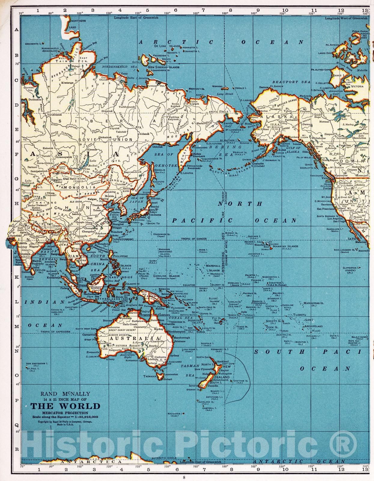 Historic Map : 1939 Map of the World. Mercator Projection - Vintage Wa ...