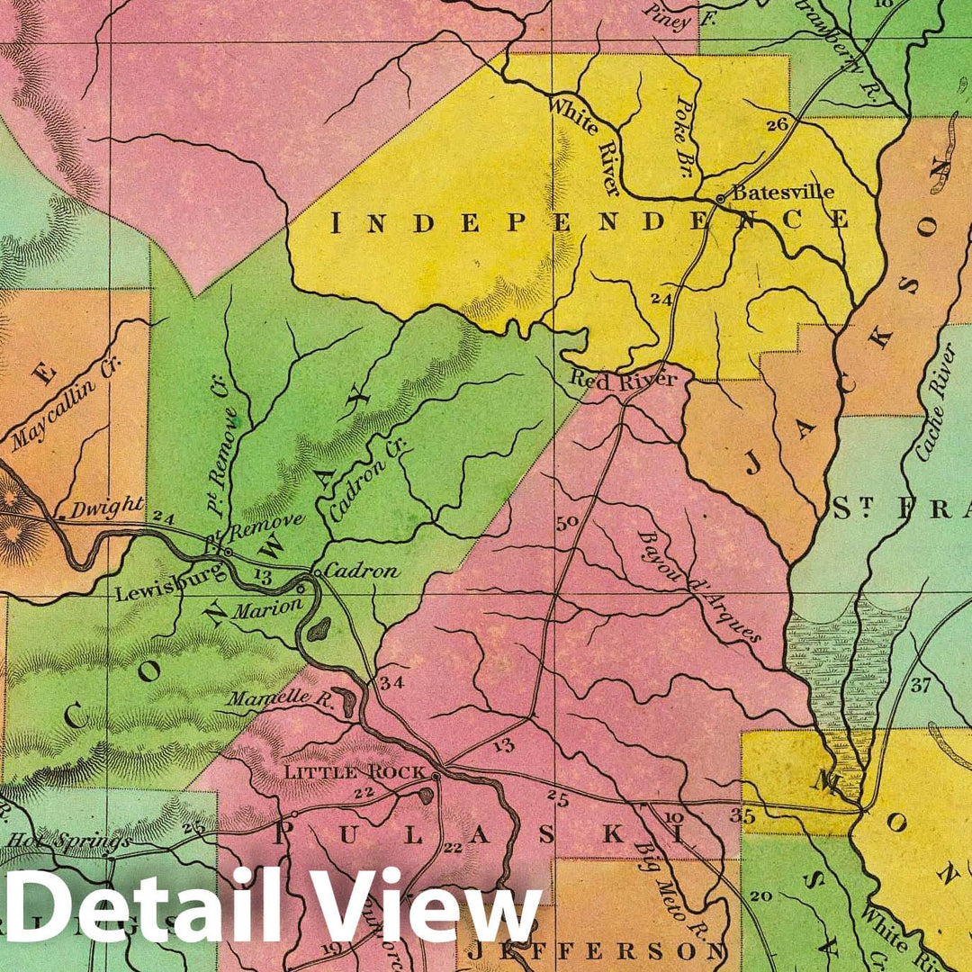 Historic Map : 1836 New Map Of Arkansas. - Vintage Wall Art – Historic ...