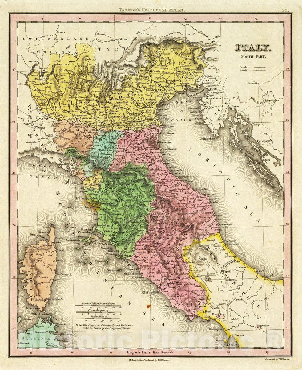 Historic Map : 1836 Italy North Part. - Vintage Wall Art – Historic ...