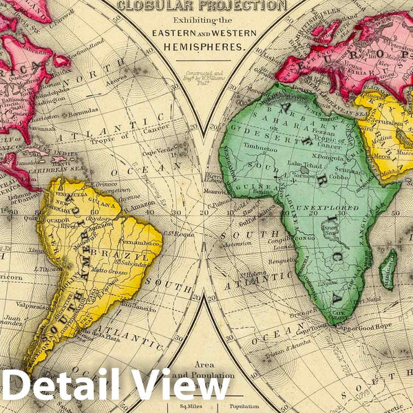Historic Map : 1860 Map Of The World on the Globular Projection. - Vin ...