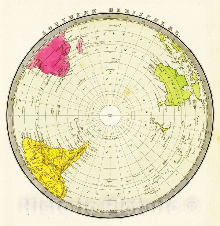 Historic Map : 1840 Southern Hemisphere. - Vintage Wall Art – Historic ...