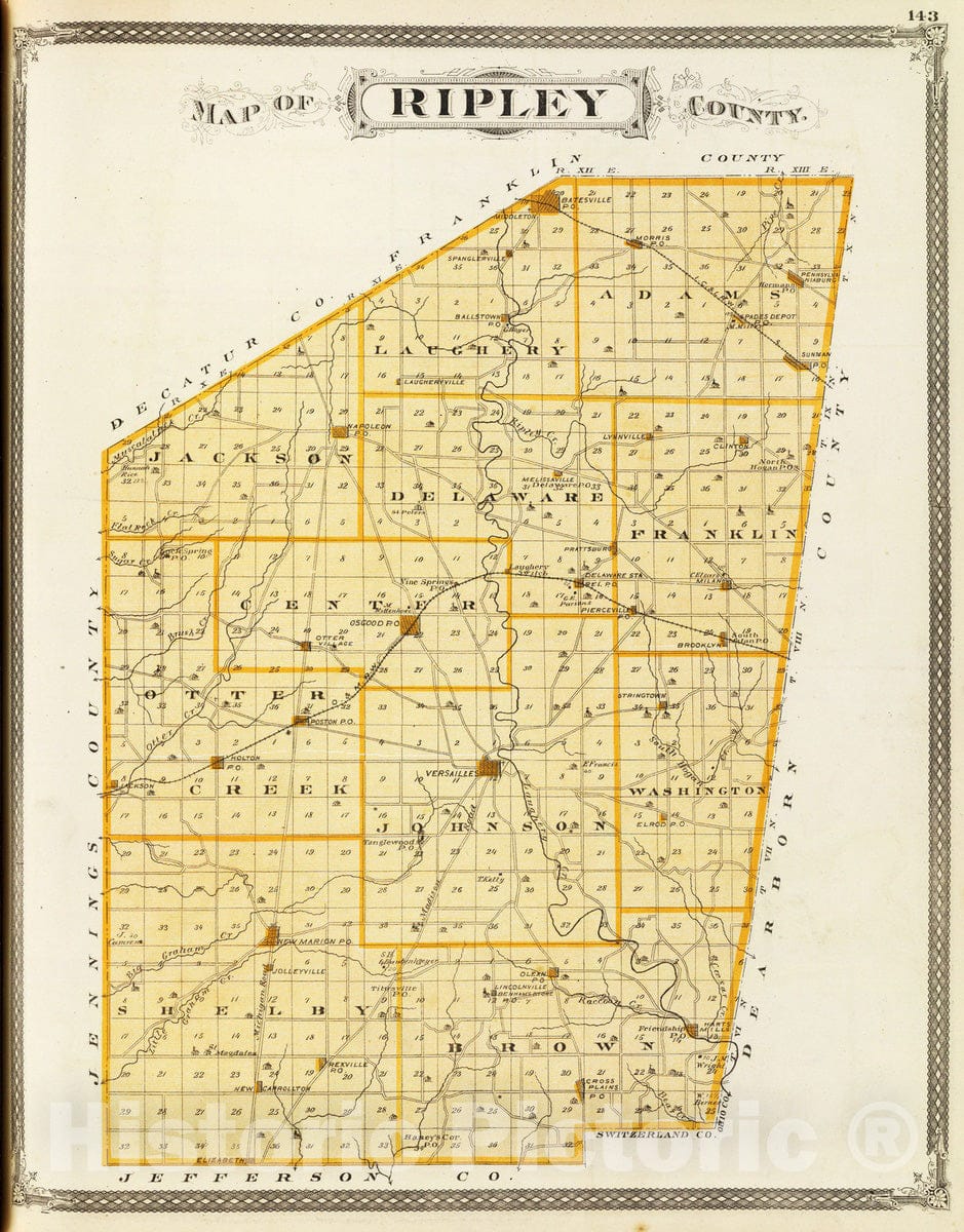 Historic Wall Map : 1876 Map of Ripley County. - Vintage Wall Art ...