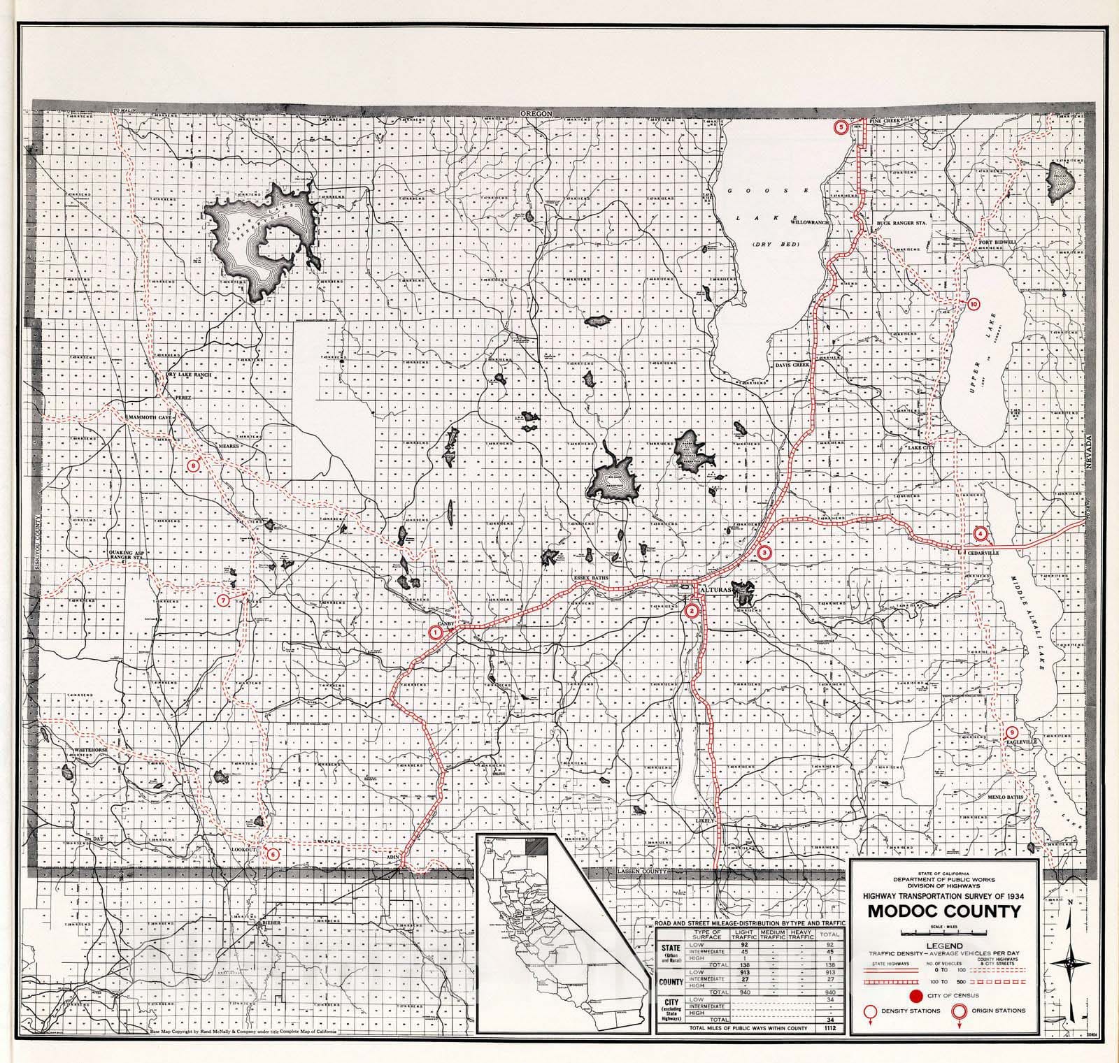 Historic Wall Map : 1935 Modoc County. - Vintage Wall Art – Historic ...