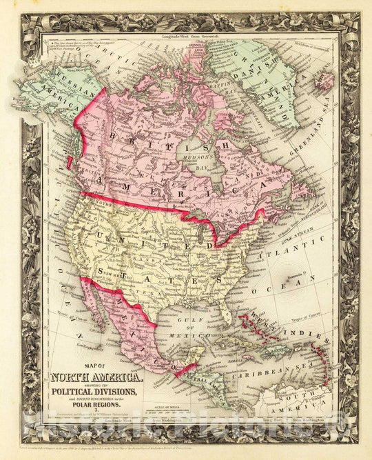 Historic Map : 1860 Map of North America. - Vintage Wall Art – Historic ...