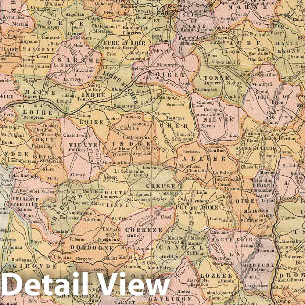 Historic Map : 1883 France. v2 - Vintage Wall Art – Historic Pictoric