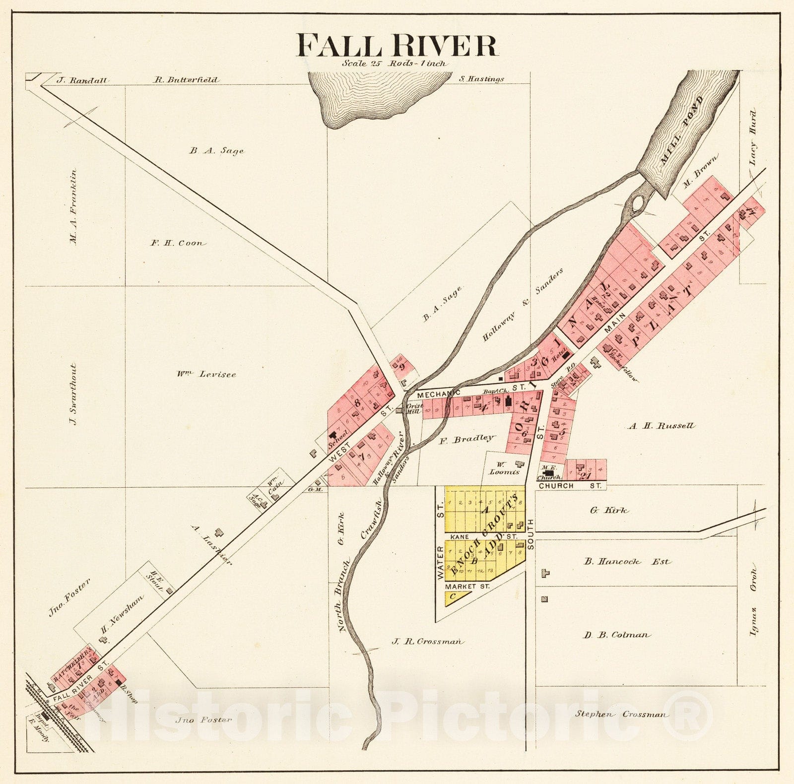 Historic Map : 1890 Fall River, Wisconsin. - Vintage Wall Art ...
