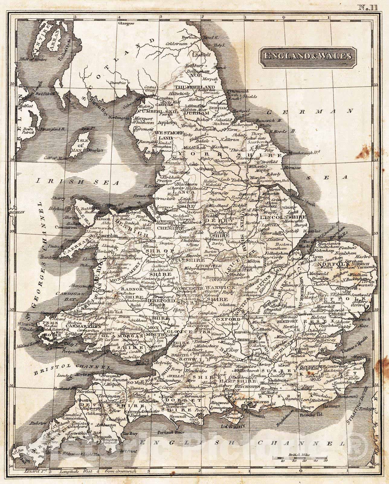 Historic Map : School Atlas - 1822 England and Wales - Vintage Wall Ar ...