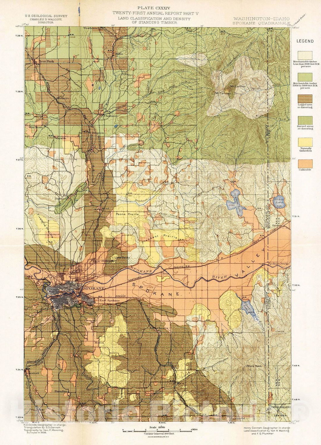 Historic Map : Geologic Atlas - 1900 Plate CXXXIV. Spokane Quadrangle ...