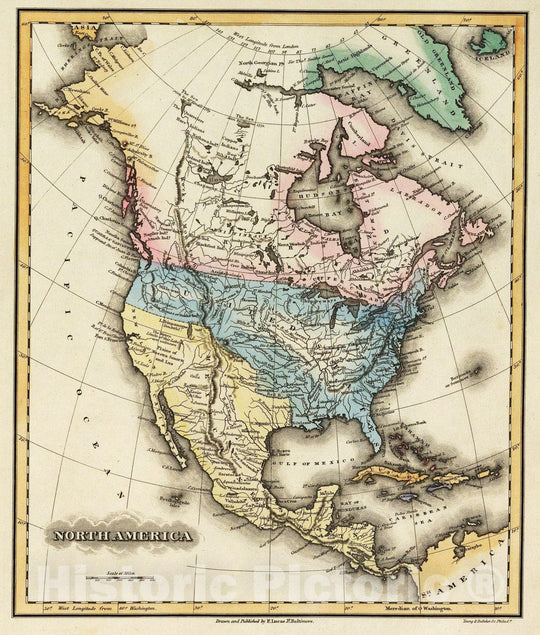 Historic Map : 1823 North America. - Vintage Wall Art – Historic Pictoric
