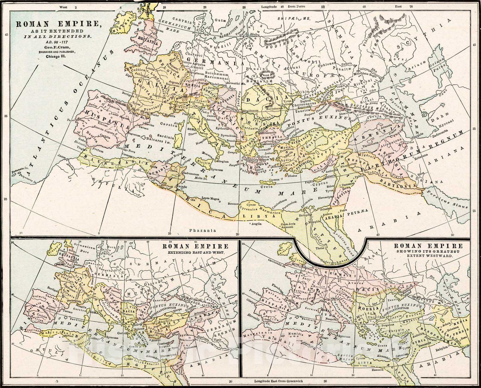 Historic Map : 1901 Roman Empire as it extended in all directions - Vi ...