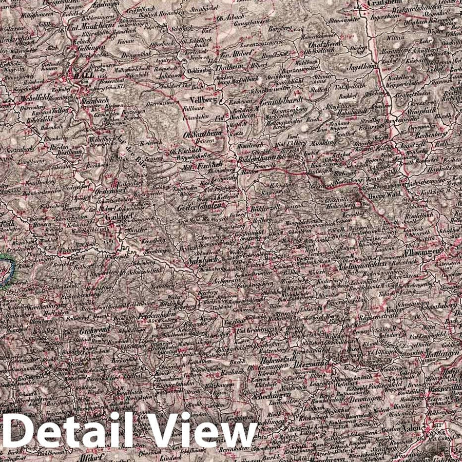 Historic Map : Germany, , Europe 1834 Ellwangen , Vintage Wall Art ...