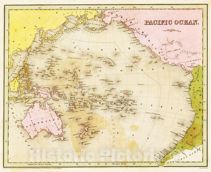 Historic Map : 1841 Pacific Ocean : Vintage Wall Art – Historic Pictoric