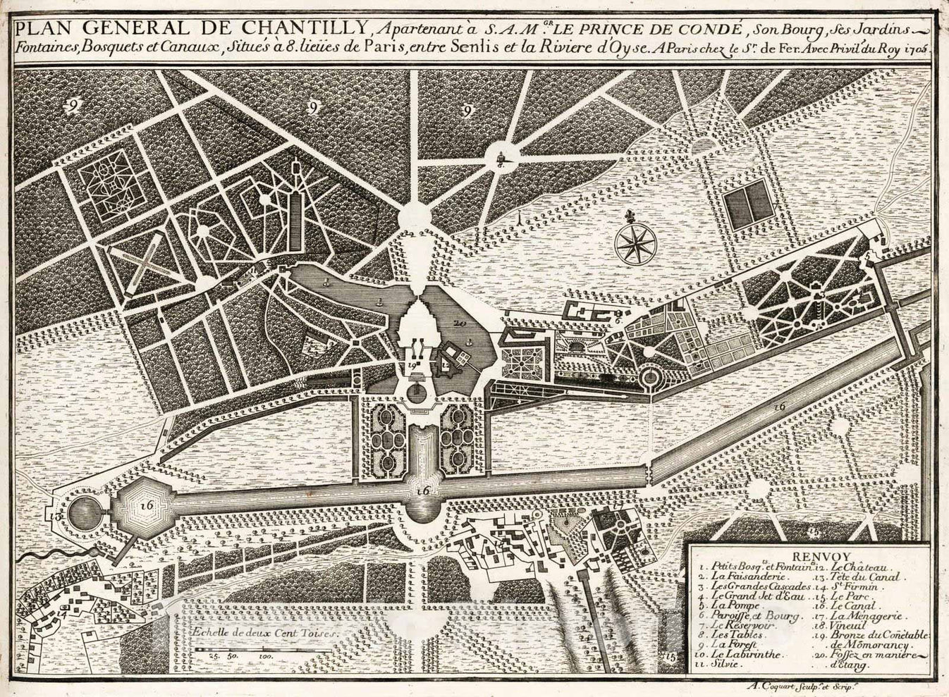 Historic Map : 1705 Plan General de Chantilly. - Vintage Wall Art ...