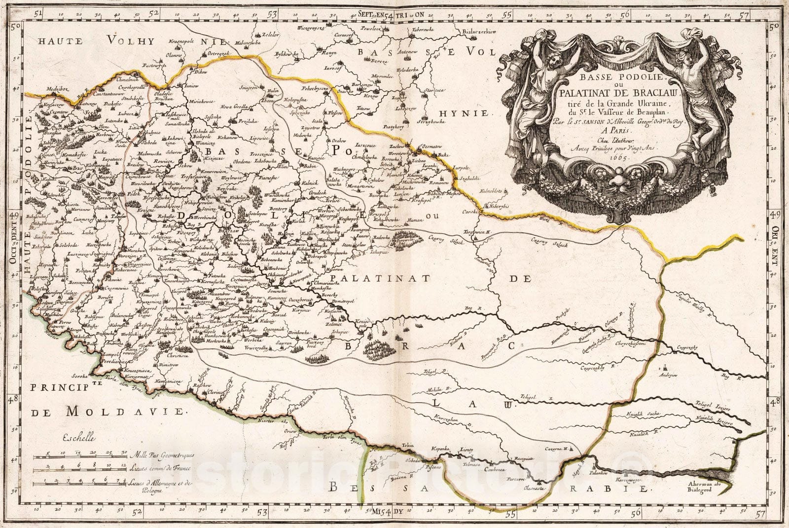Historic Map : 1665 Lower Podolia, Ukraine. - Vintage Wall Art ...