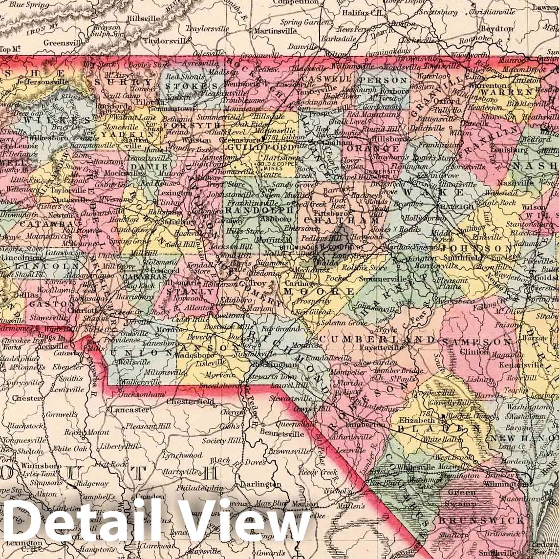 Historic Map : 1860 North Carolina. - Vintage Wall Art – Historic Pictoric