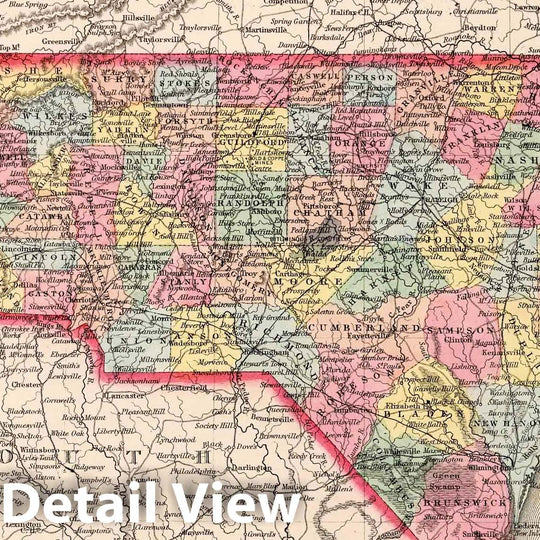 Historic Map : 1860 North Carolina. - Vintage Wall Art – Historic Pictoric