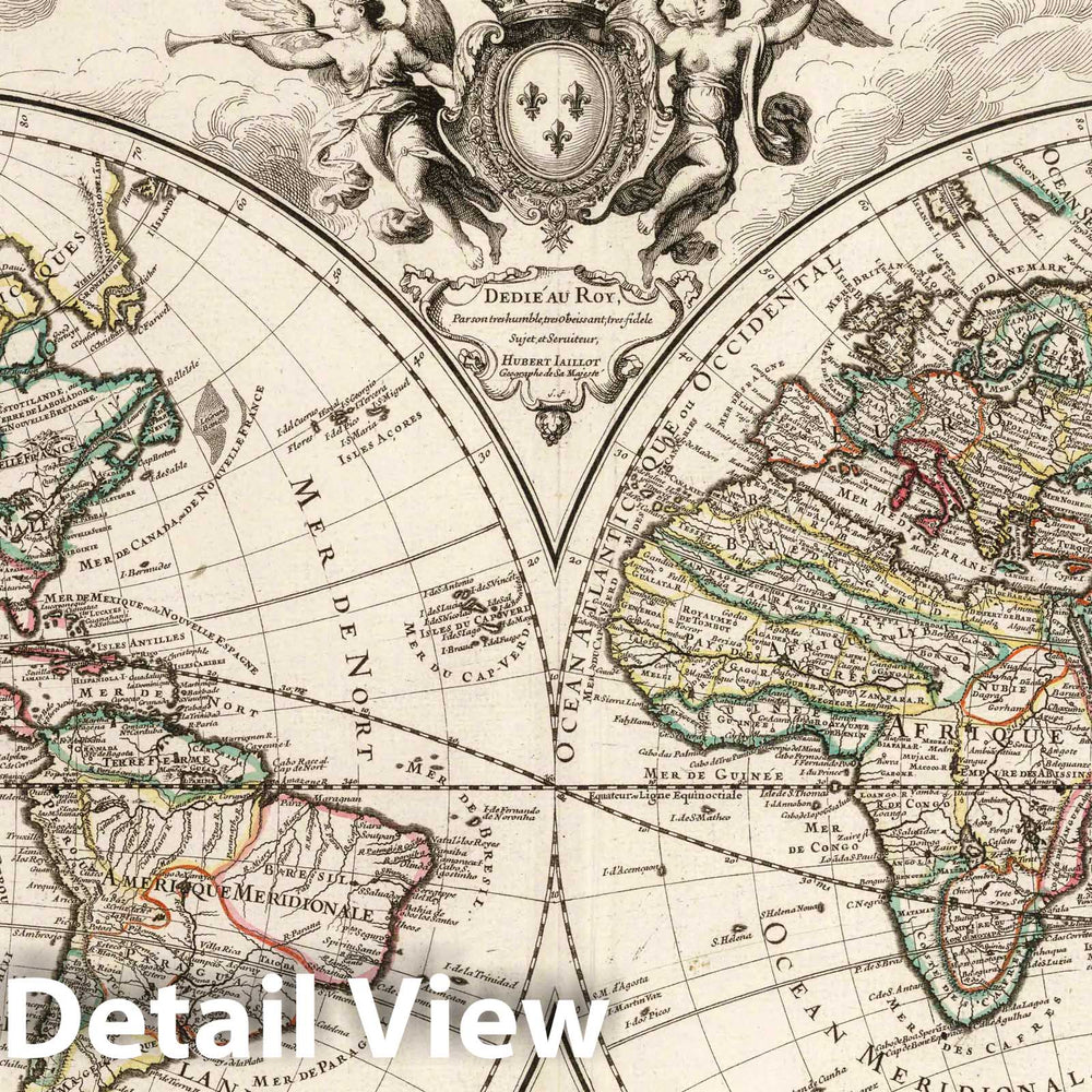 Historic Map : 1706 Mappe-Monde Geo-Hydrographique. - Vintage Wall Art – Historic Pictoric