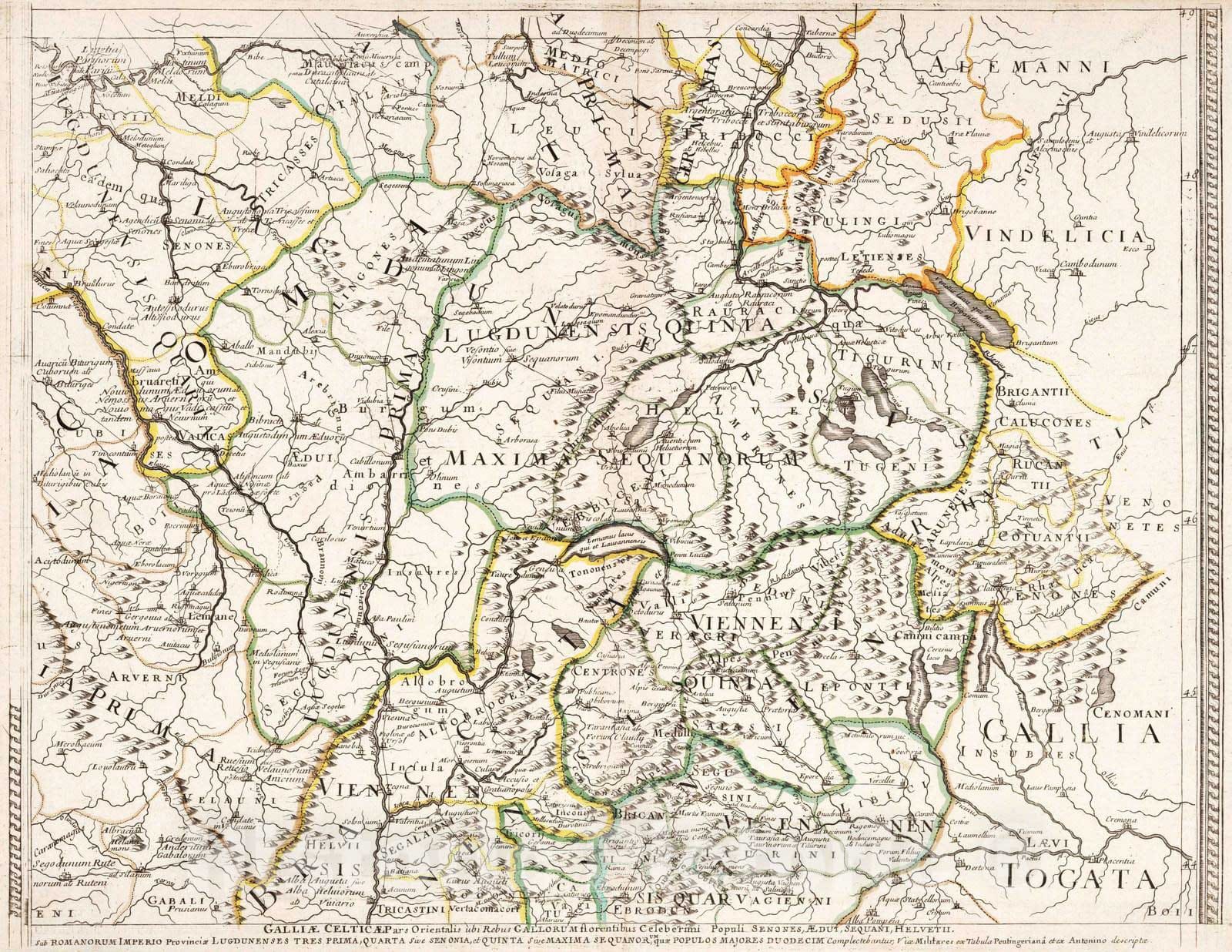 Historic Wall Map : 1697 Map of the Geography of Ancient France v1 - V ...