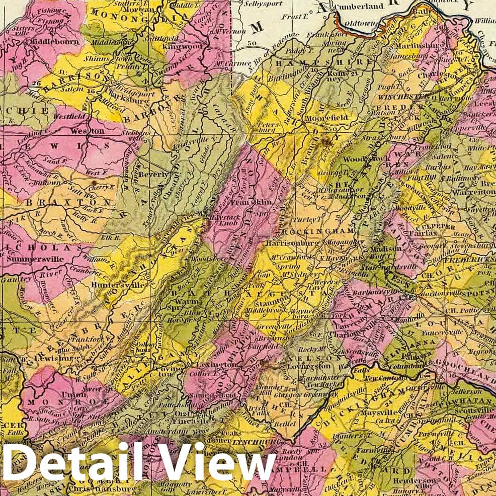 Historic Wall Map : 1846 New Map Of Virginia. - Vintage Wall Art ...