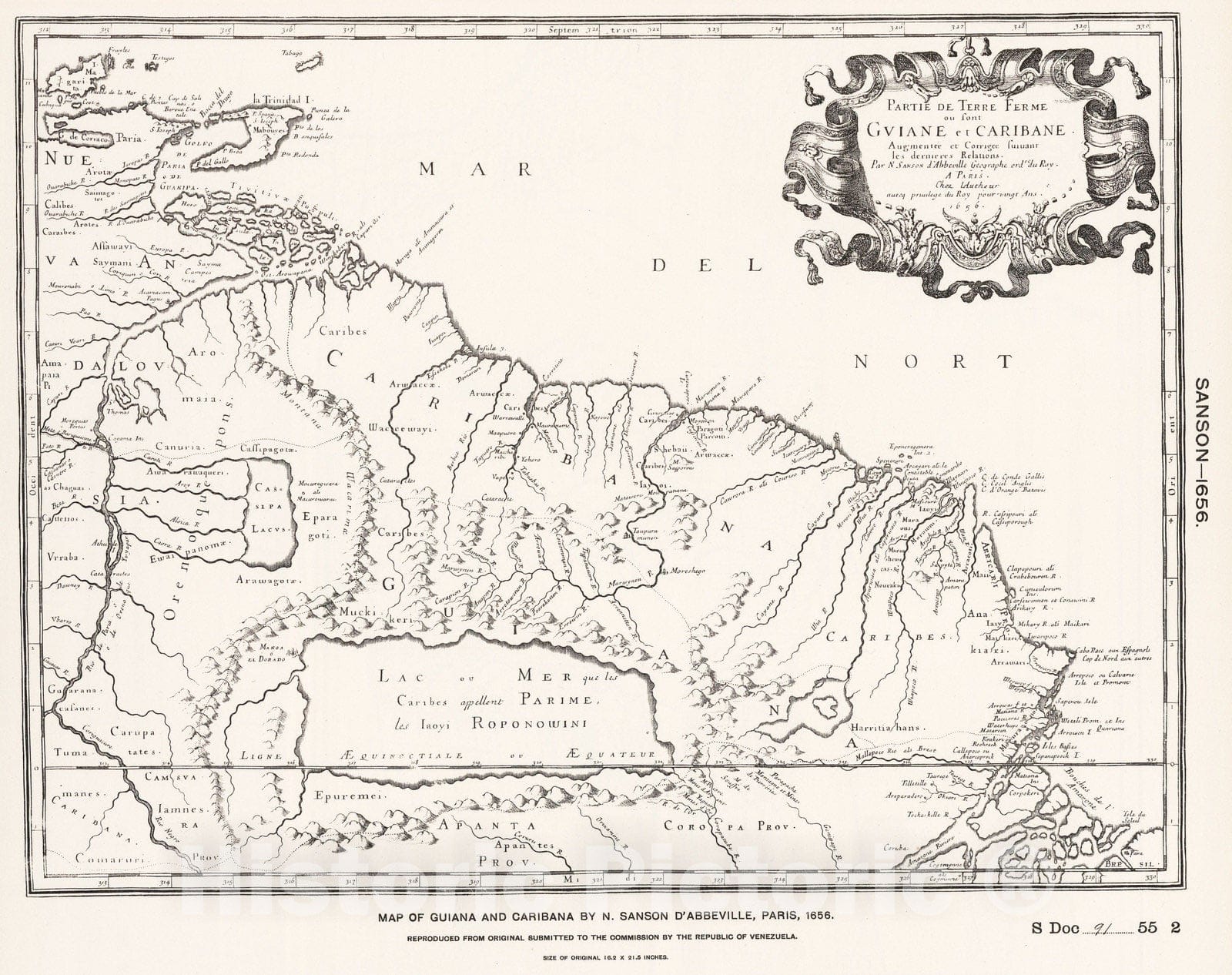 Historic Map : National Atlas - 1656 (Facsimile) Guiana and Caribana b ...
