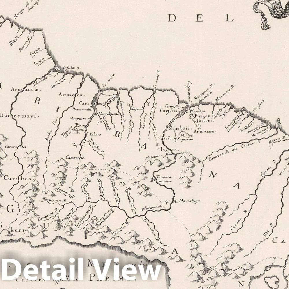 Historic Map : National Atlas - 1656 (Facsimile) Guiana and Caribana b ...