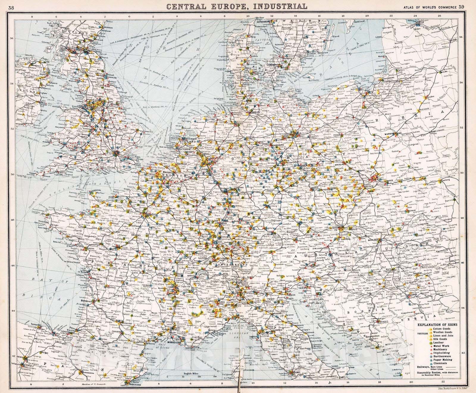 Historic Map : Statistical Atlas - 1907 Central Europe, Industrial ...