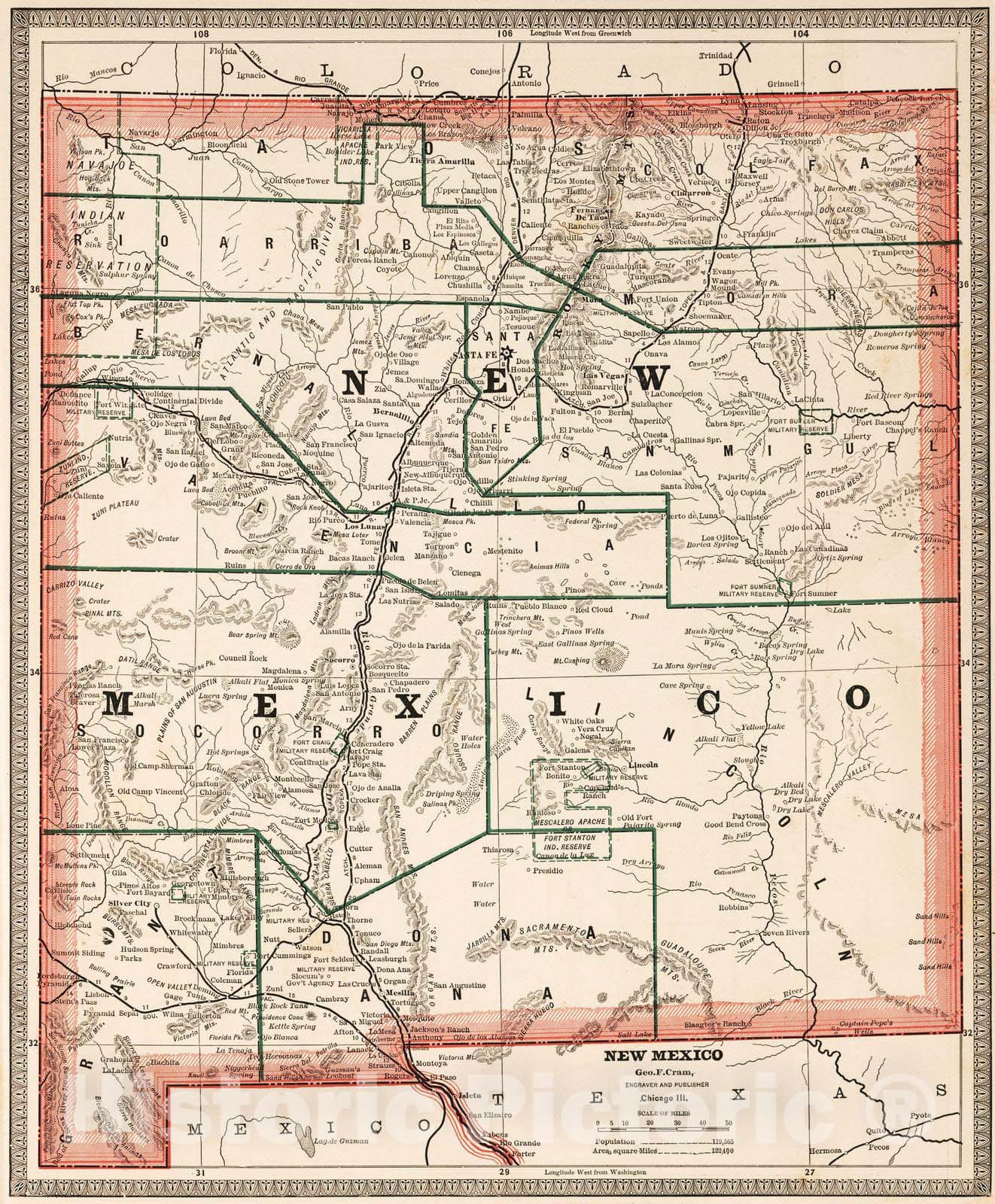 Historic Map : 1883 New Mexico. - Vintage Wall Art – Historic Pictoric