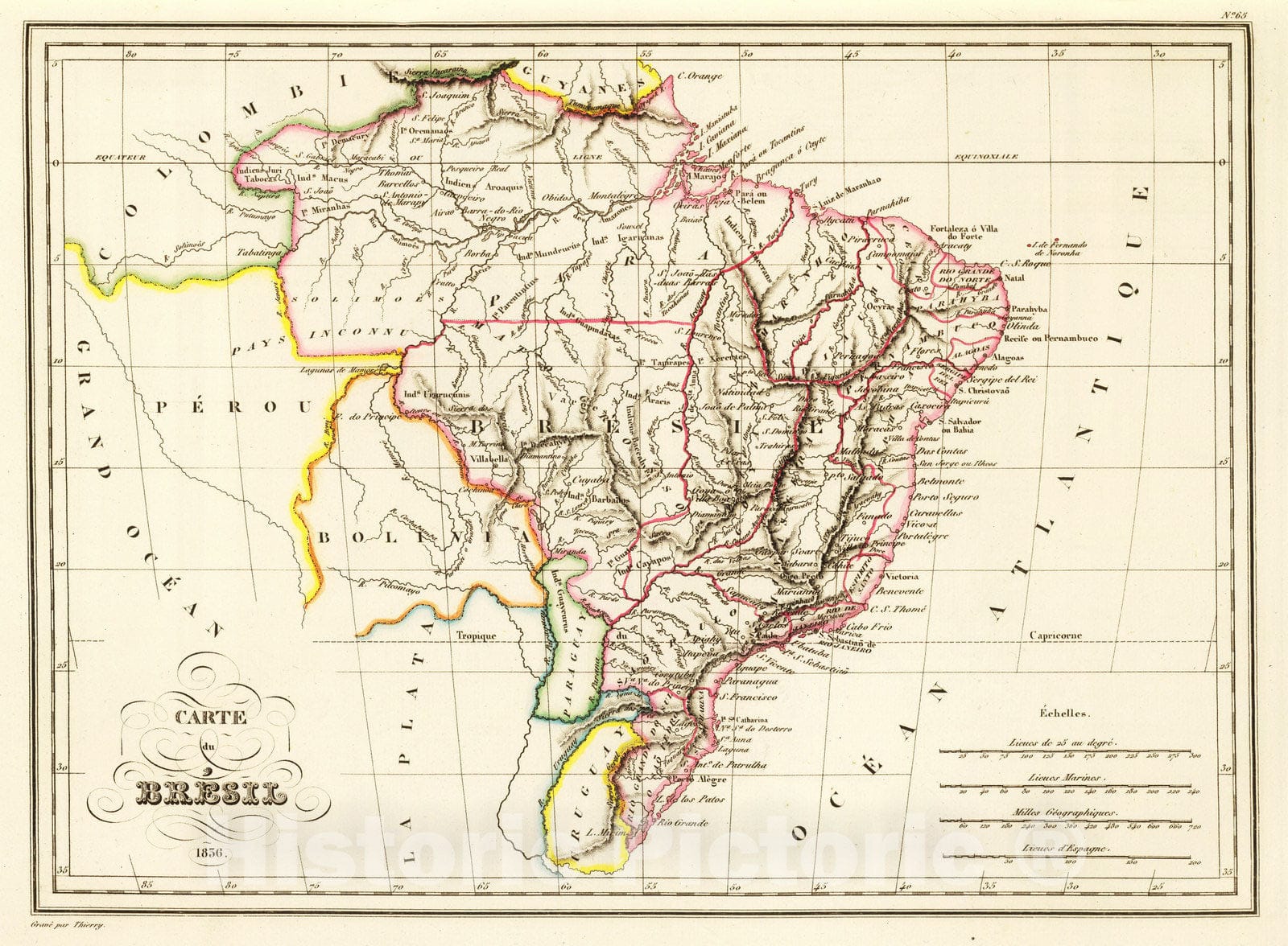 Historic Map : Brazil, 1837 Bresil. , Vintage Wall Art – Historic Pictoric