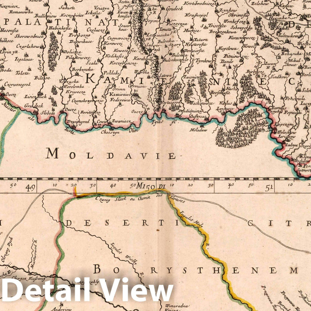 Historic Map : 1665 Upper and Lower Podolia, Ukraine. - Vintage Wall A ...