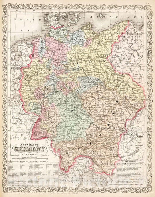 Historic Map : 1857 A new map of Germany - Vintage Wall Art – Historic ...
