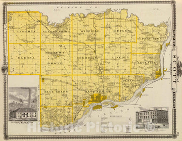 Historic Map : 1875 Map of Scott County, State of Iowa. - Vintage Wall ...