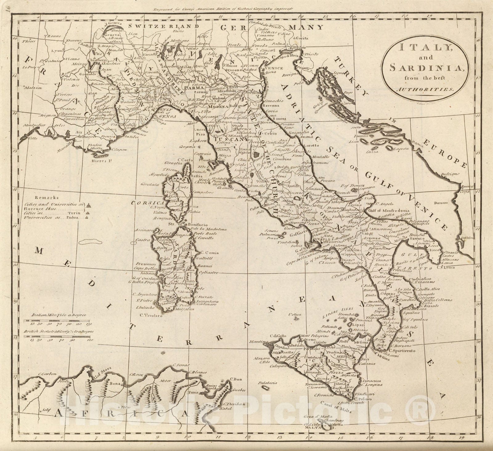 Historic Wall Map : 1811 Italy, and Sardinia. - Vintage Wall Art ...