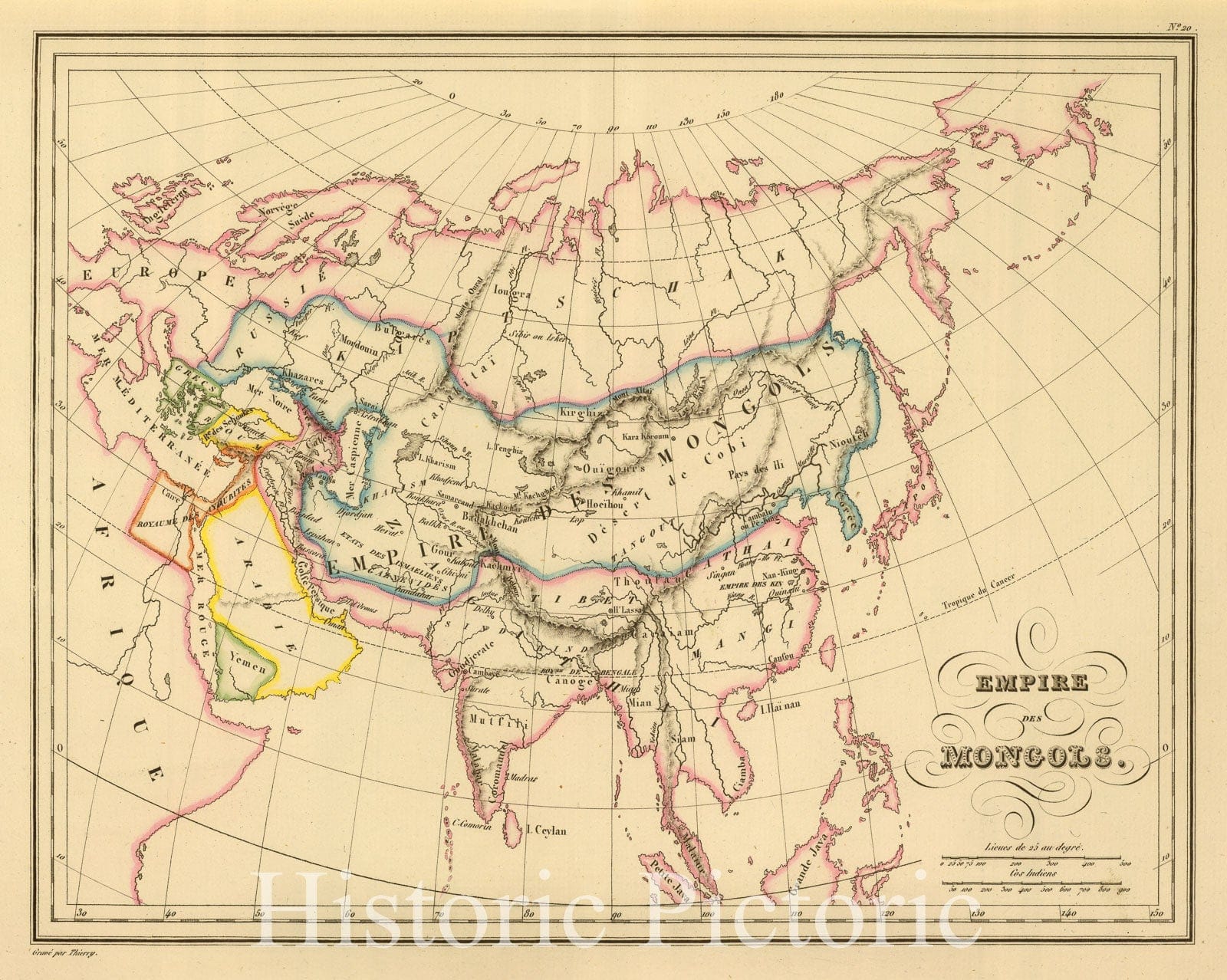 Historic Map : China; Mongolia, , Asia 1837 Empire des Mongols. , Vint ...