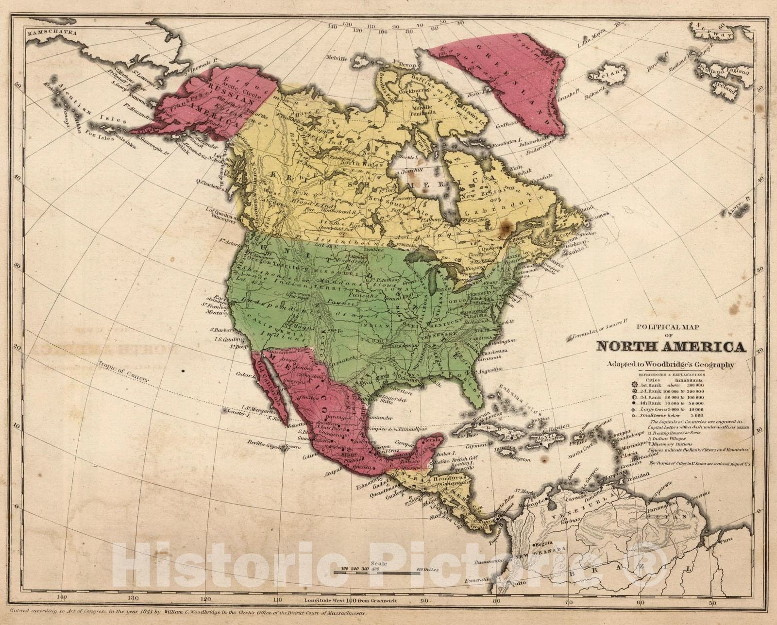 North America Political Map 1849 | Historical Atlas Print – Historic ...
