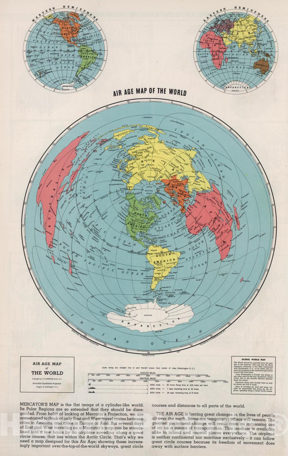 Historic Map : 1948 Air Age Map of the World. - Vintage Wall Art ...
