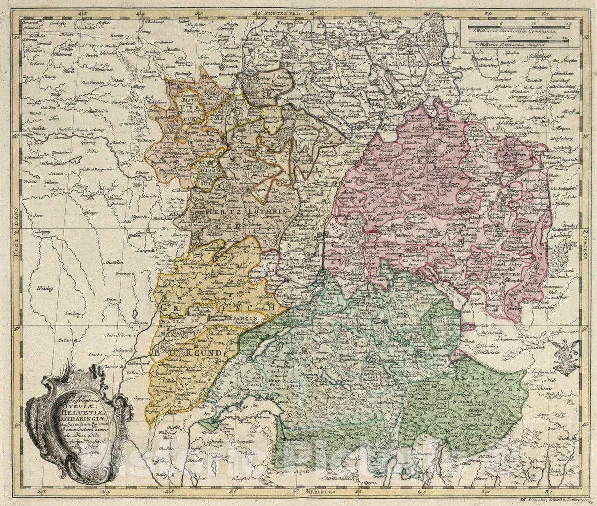 Historic Wall Map : Germany, , Europe 1753 Mappa geographica Sveviae ...