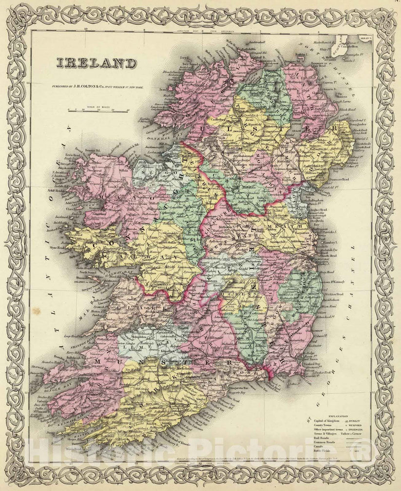 Historic Map : 1856 Ireland : Vintage Wall Art – Historic Pictoric