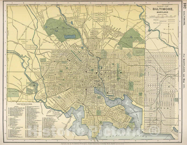 Historic Map : 1891 Map of Baltimore, Maryland. 102 - Vintage Wall Art ...