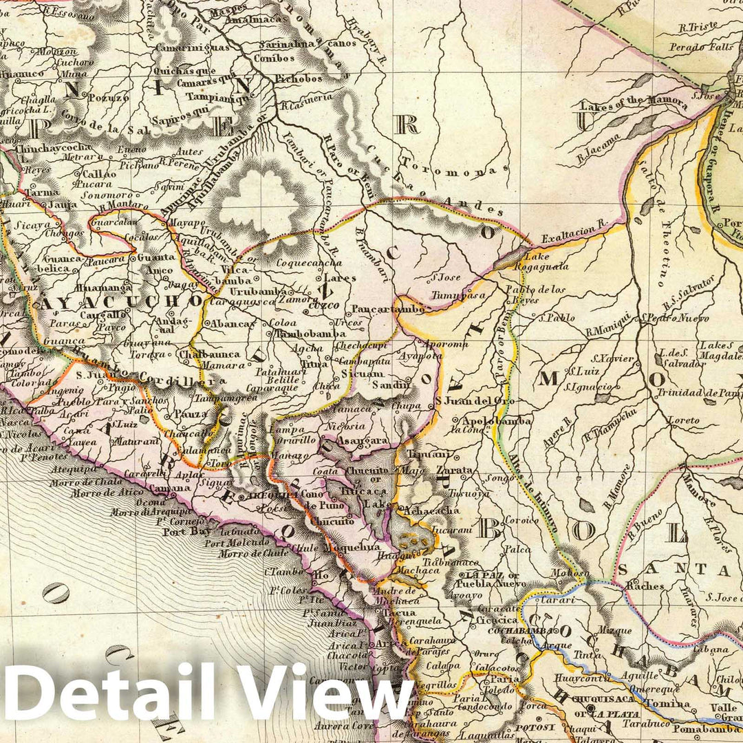 Historic Map : Bolivia; Peru, , South America 1860 Peru, Bolivia. , Vi ...