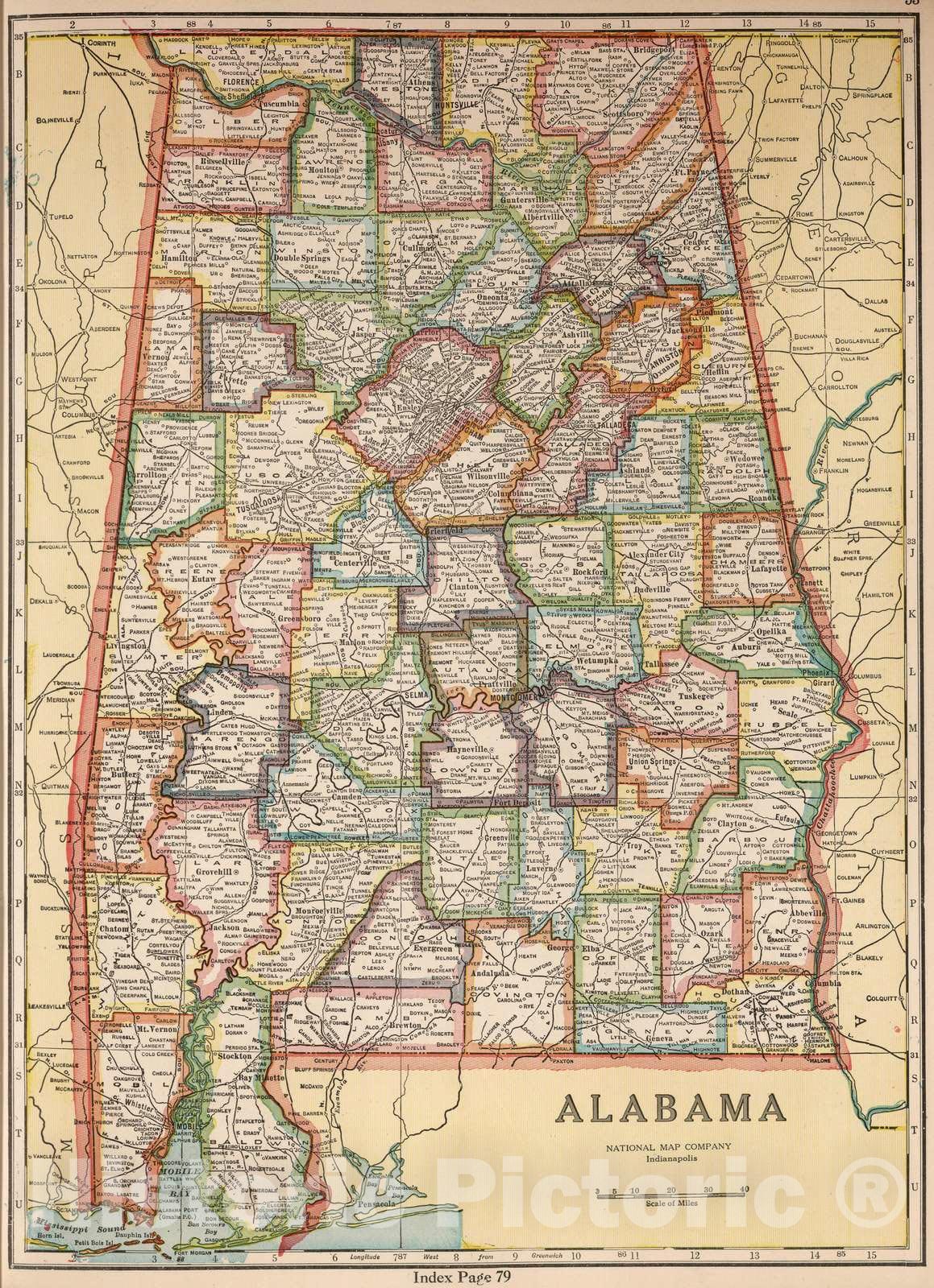 Historic Map : National Atlas - 1927 Alabama - Vintage Wall Art ...