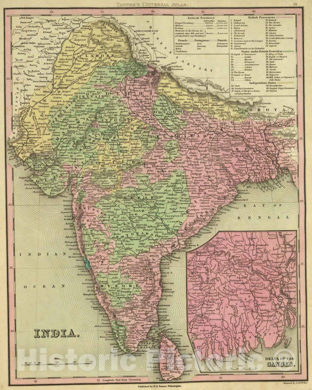 Historic Map : 1836 India. - Vintage Wall Art – Historic Pictoric